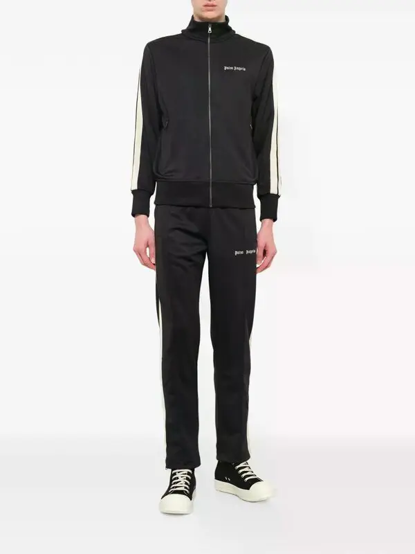 Palm Angels Logo-embroidered Striped-sleeve Sweatshirt