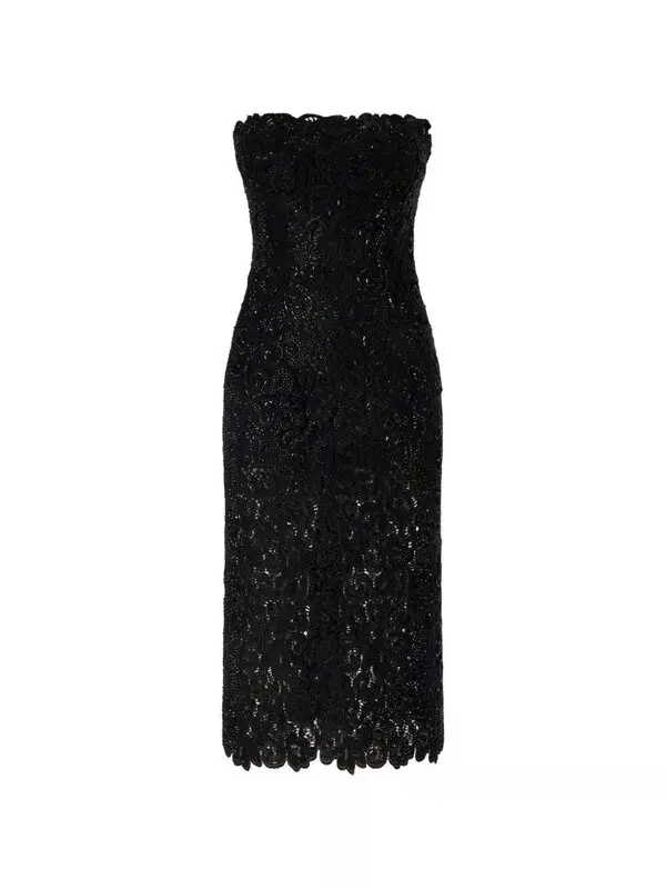 Ermanno Scervino Crystal-embellished Lace-knit Midi Dress - Black