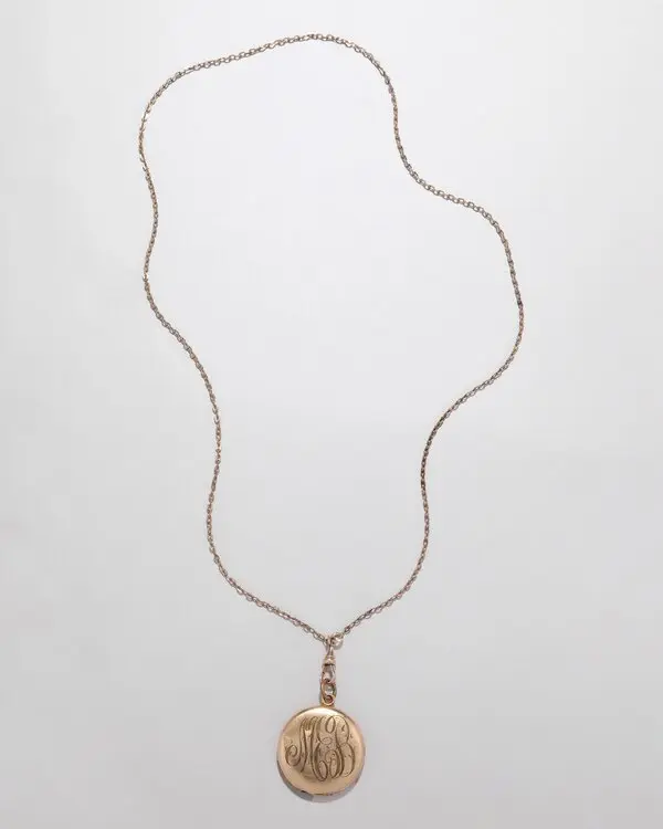 Alexis Bittar Antique Victorian Late 1800s 14k Fill & Paste Crystal Locket Pendant Necklace - Gold