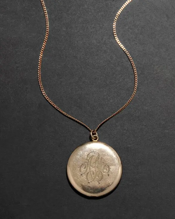 Alexis Bittar Antique 14k Fill Hand-etched Locket Pendant Necklace