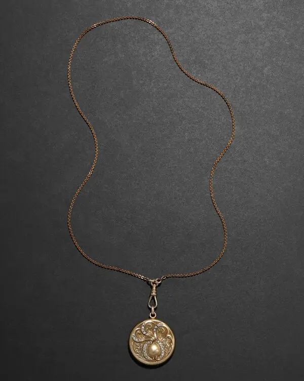 Alexis Bittar Antique Victorian 14k Fill Crystal Locket Pendant Necklace - Gold