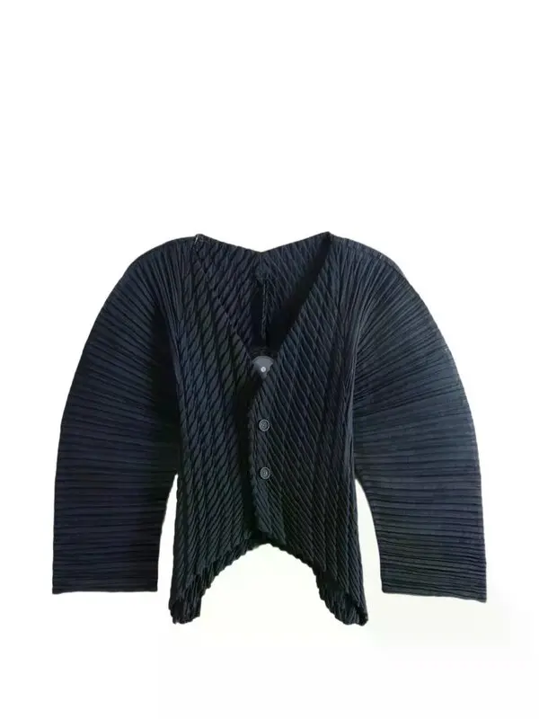 Issey Miyake Unfurling Pleats Pleated Asymmetric-hem Cardigan - Blue