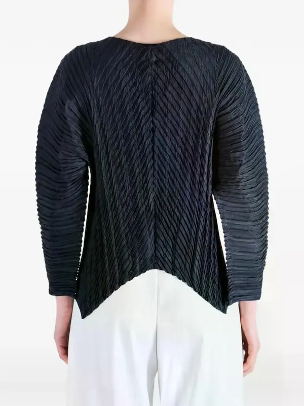 Issey Miyake Pleated Asymmetric Cardigan - Blue