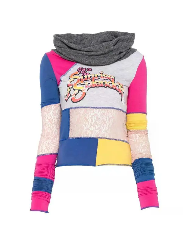 Dolce & Gabbana 2000 Patchwork Cowl-neck Top - Pink
