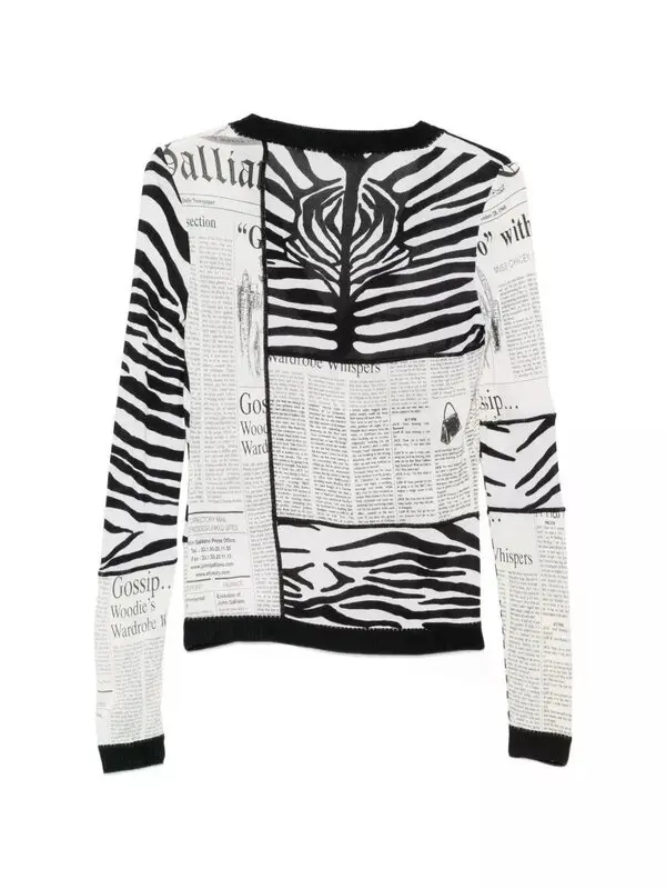 John Galliano 2000s Tiger-print Newspaper-print Sweater