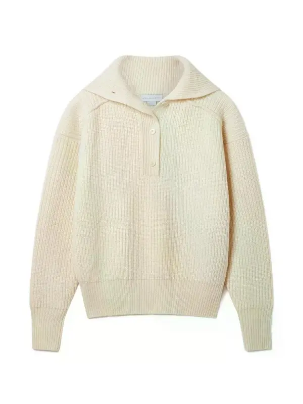 Stella McCartney Ribbed Knit Spread Collar Sweater - Neutrals