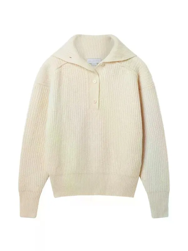 Stella McCartney Ribbed Knit Spread Collar Sweater - Neutrals