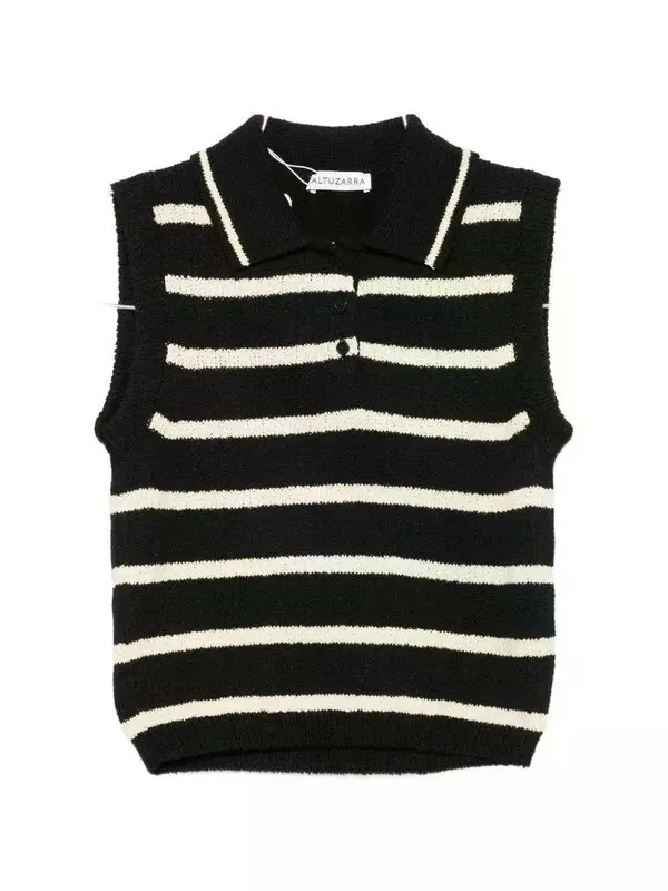 Altuzarra Striped Sleeveless Polo Top