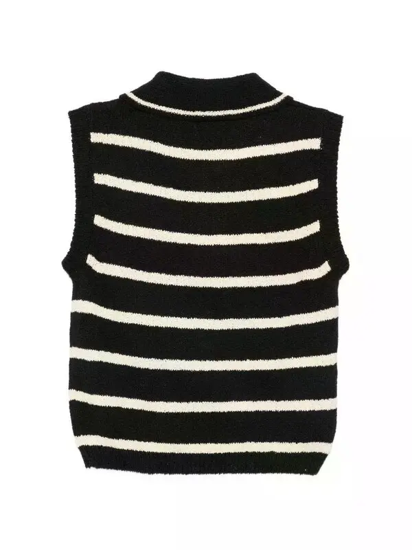 Altuzarra Striped Sleeveless Polo Top - Black