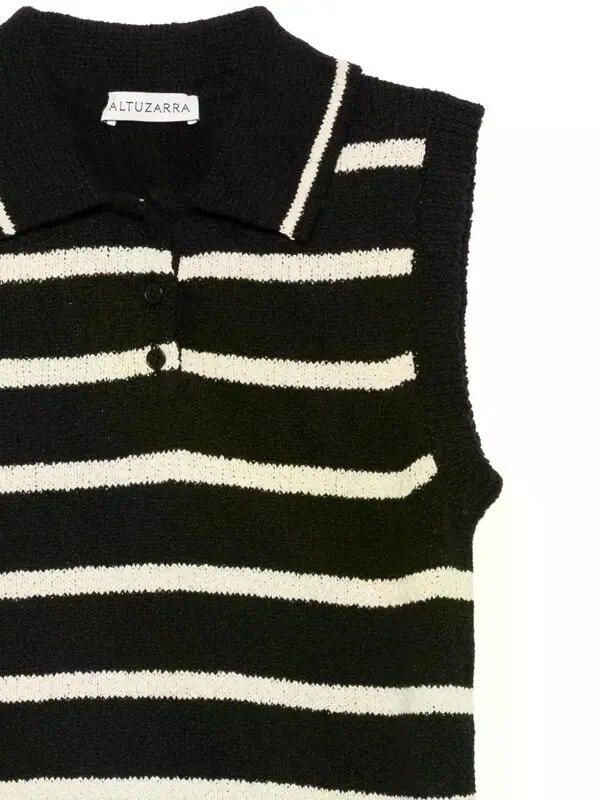Altuzarra Striped Sleeveless Polo Top - Black