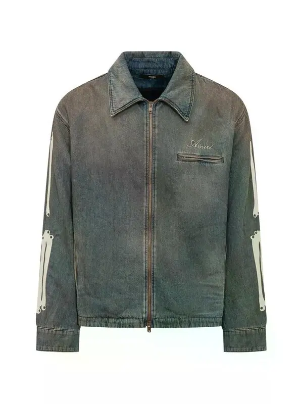 Amiri Bones Leather-patch Denim Jacket