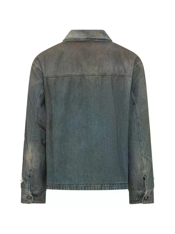 Amiri Bones Leather-patch Denim Jacket