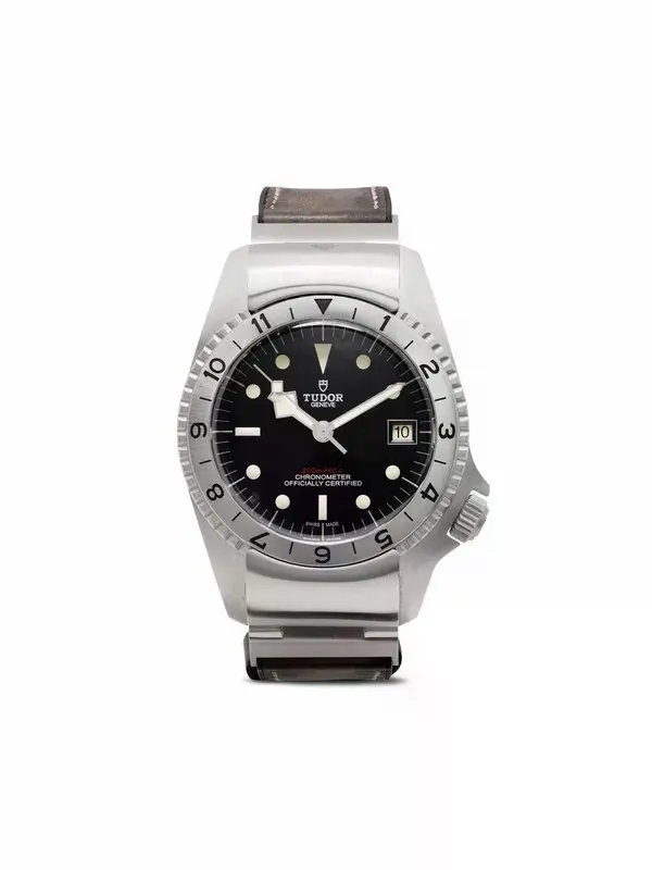 TUDOR Chronometer Watch With Calfskin Leather Strap - Black