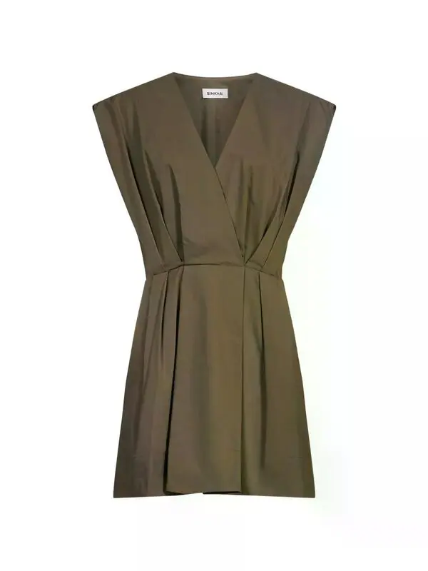 Simkhai Sefi Pleated V-neck Mini Dress - Green