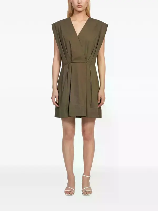 Simkhai Sefi Pleated V-neck Mini Dress