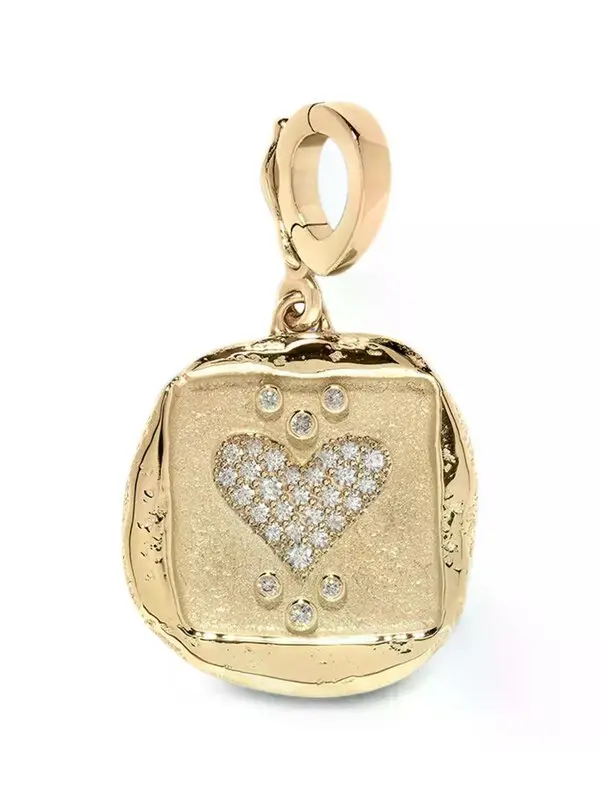 AZLEE Amour Diamond-heart Coin Pendant - Gold