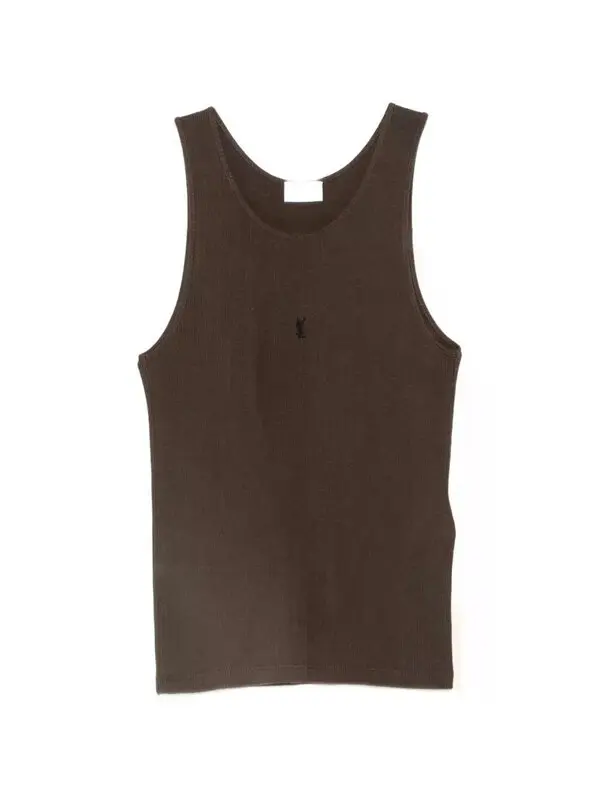 Saint Laurent Ribbed-knit Tank Top - Brown