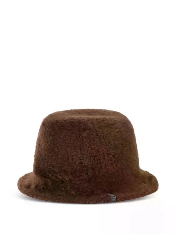 Brunello Cucinelli Soft Shearling Bucket Hat With Shiny Band