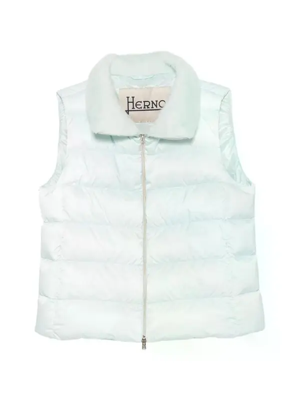 Herno Quilted Faux-fur-trim Gilet - Blue
