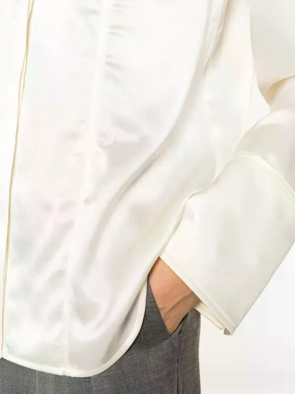 GANNI Satin Finish Button-up Shirt With Flap Pockets