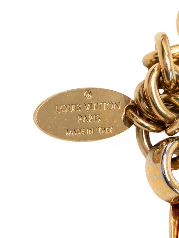 LOUIS VUITTON Plated Monogram Ivy Flower Bag Charm Key Holder - Gold