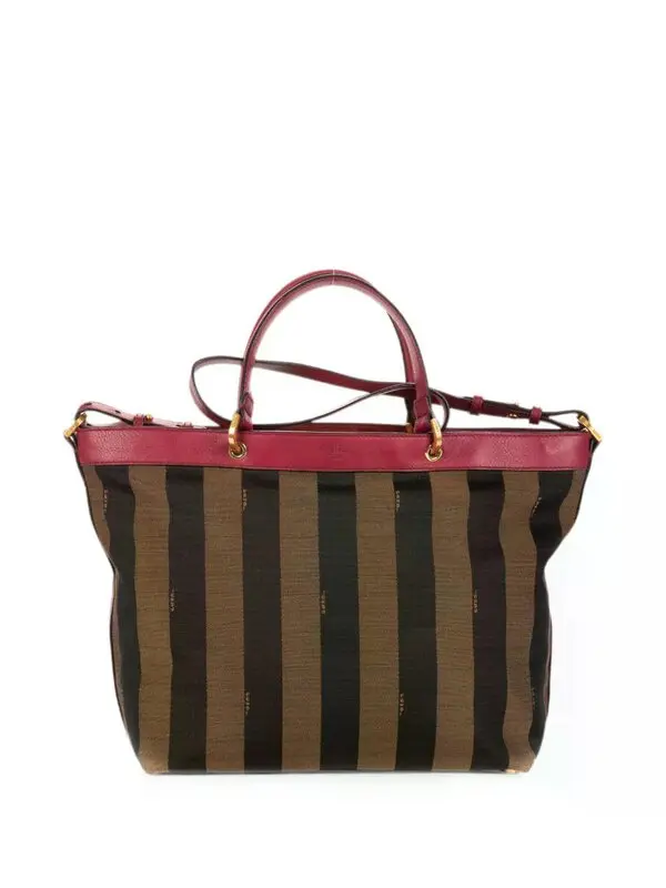 Fendi Medium Pequin Striped Tote Bag - Brown