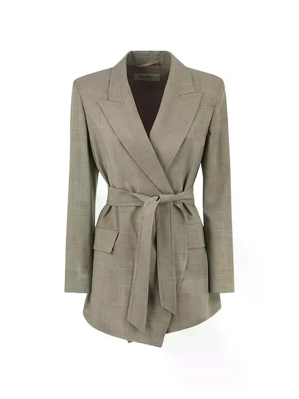 Max Mara Check-pattern Belted Jacket
