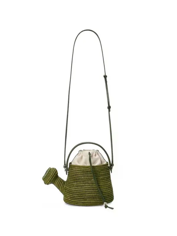 Loewe Raffia And Calfskin Watering Can Bag
