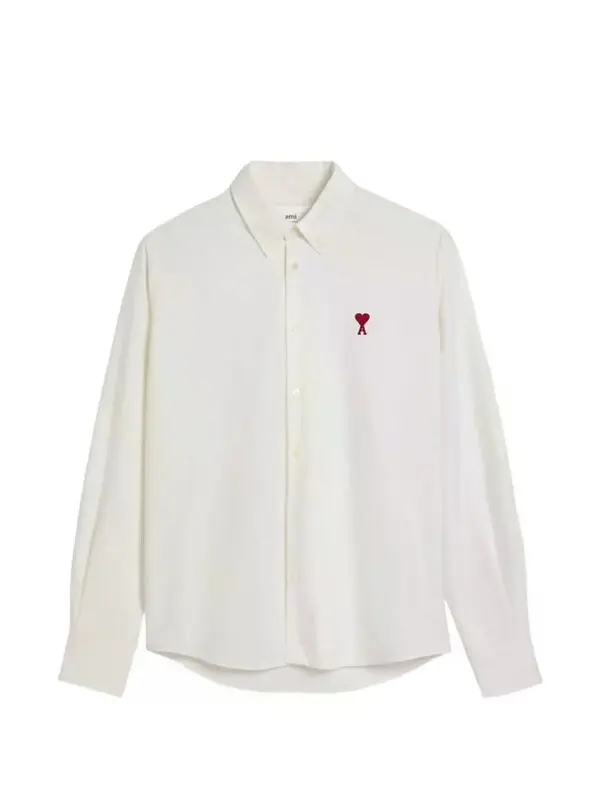 AMI Paris Cotton Shirt With De Coeur - White