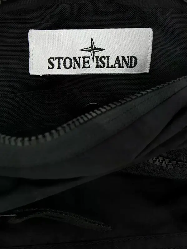 Stone Island Logo Patch Cross Body Messenger Bag - Black