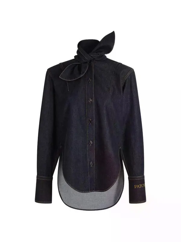 PATOU Bow-collar Denim Shirt
