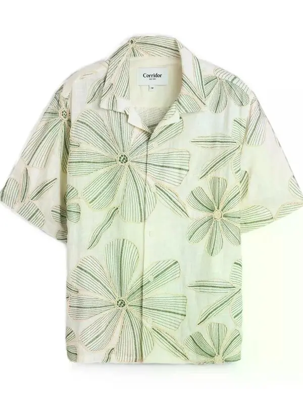 CORRIDOR Floral-embroidered Linen Shirt