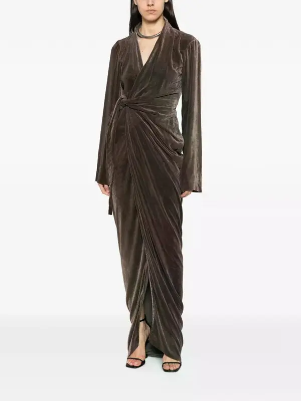 Rick Owens Draped Velvet Maxi Dress - Grey