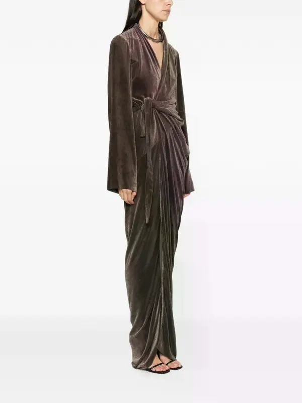 Rick Owens Draped Velvet Maxi Dress - Grey