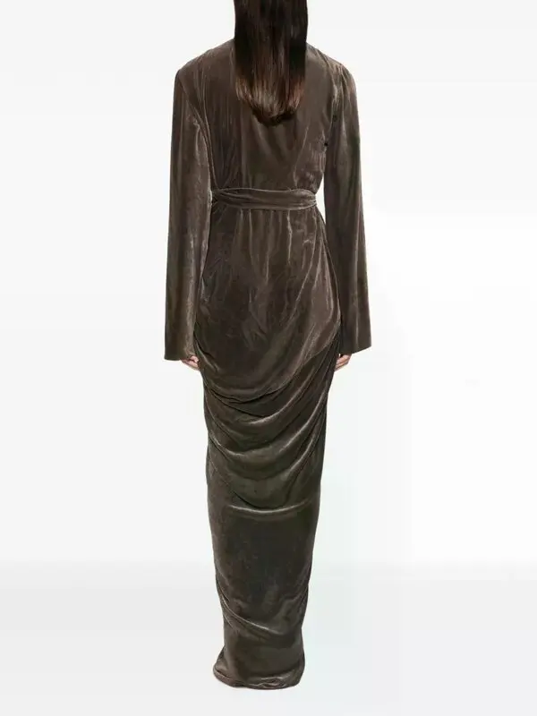 Rick Owens Draped Velvet Maxi Dress - Grey