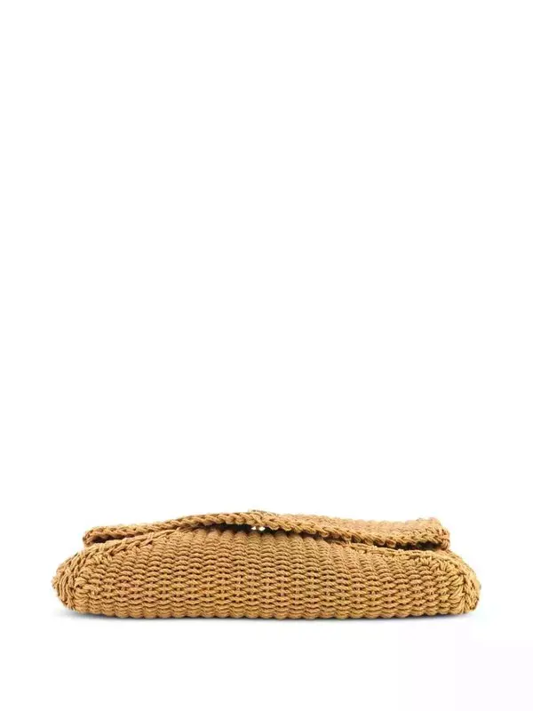 Saint Laurent Cassandre Envelope Raffia Clutch Bag - Brown