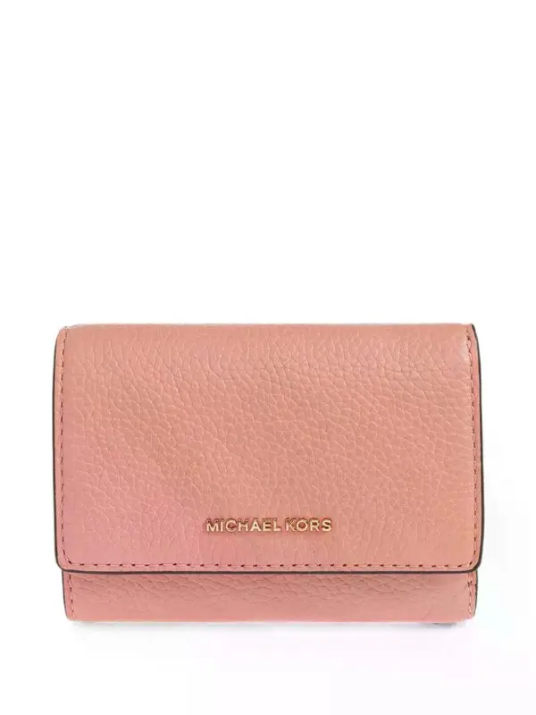 Michael Kors Logo-plaque Pebbled-leather Wallet - Pink