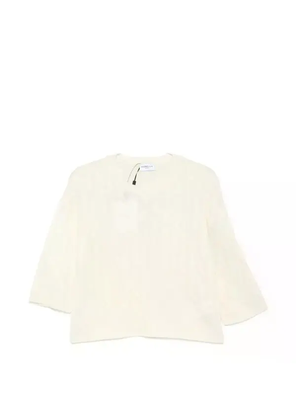 Marella Mlsradura Cable-knit Short-sleeve Sweater - Neutrals