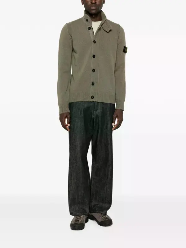 Stone Island Logo Patch Button-up Cardigan