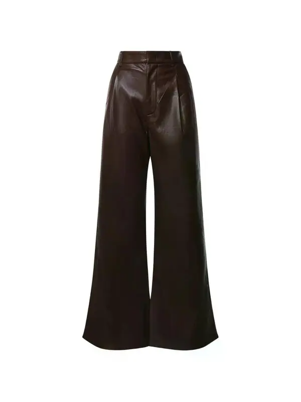 Andamane Pleated Faux-leather Trousers