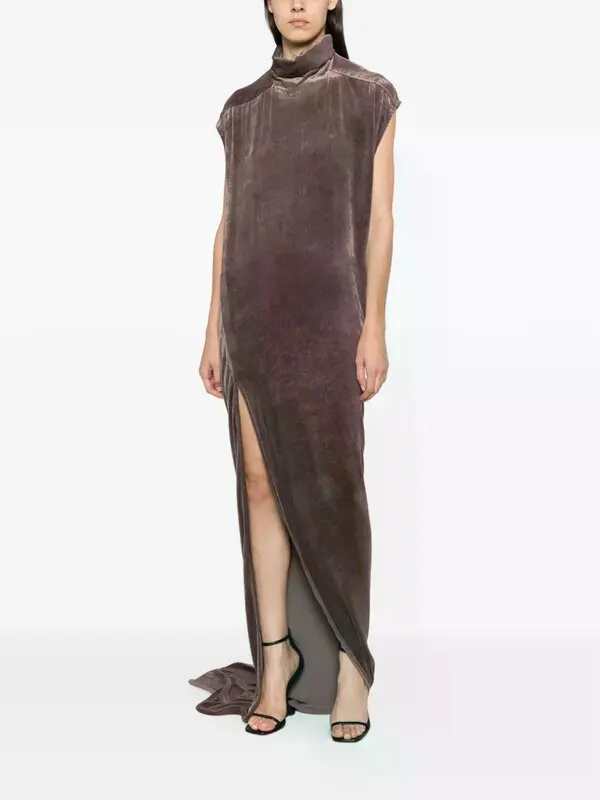 Rick Owens High-neck Side-slit Maxi Dress - Green