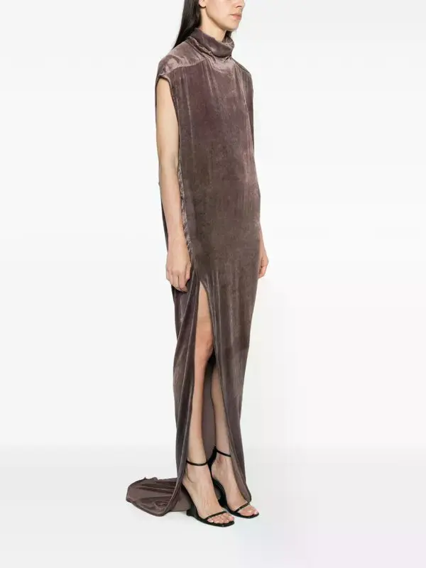 Rick Owens High-neck Side-slit Maxi Dress - Green