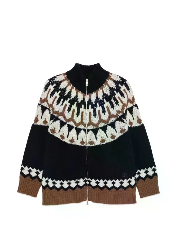 ERMANNO FIRENZE Sequin-embellished Jacquard-knit Cardigan