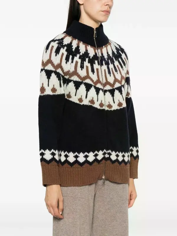 ERMANNO FIRENZE Sequin-embellished Jacquard-knit Cardigan