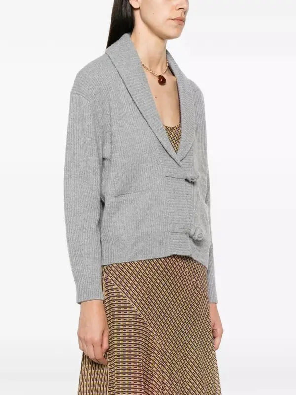 FORTE_FORTE Ribbed-knit Shawl-collar Cardigan