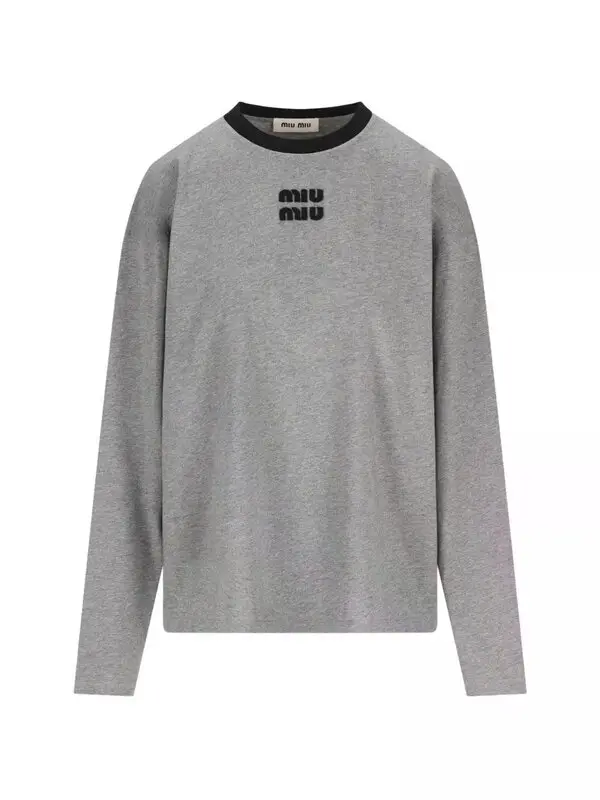 Miu Miu Logo-patch Long-sleeve Sweater