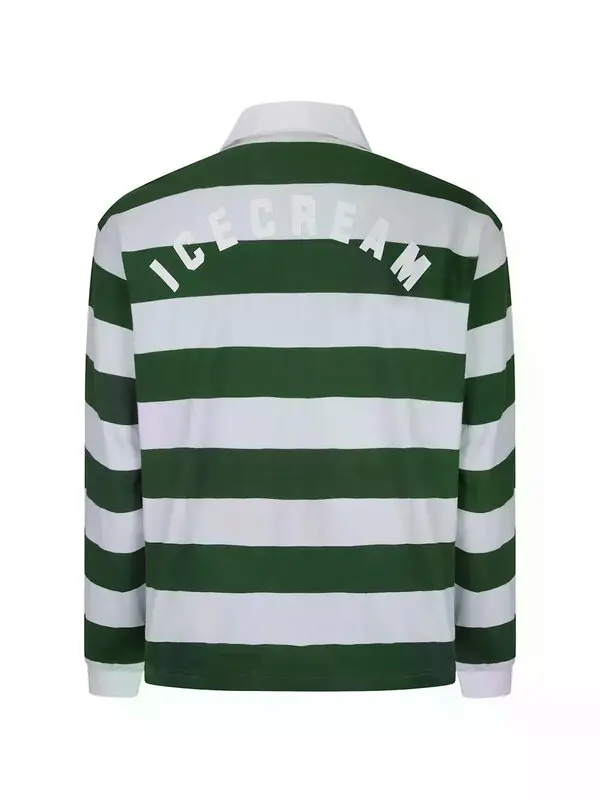 ICECREAM Cones & Bones Striped Rugby Polo Shirt - Green