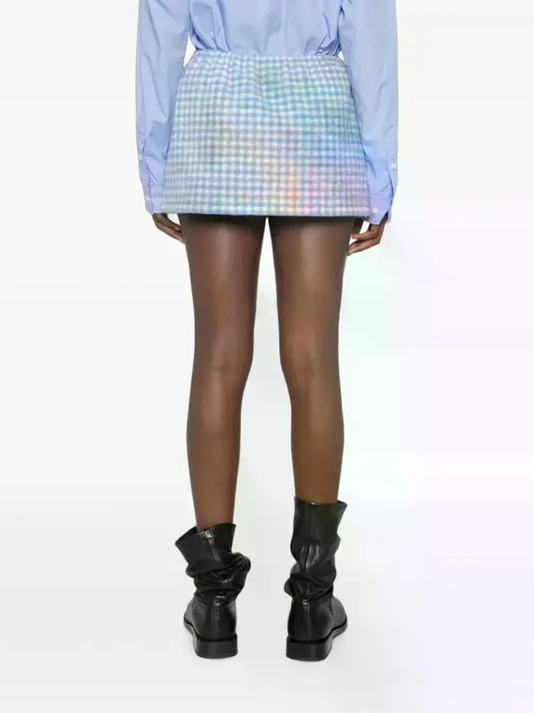 Miu Miu Vichy Gingham Drawstring-waist Fleece Mini Skirt