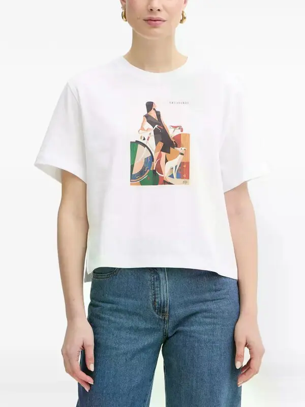 TRUSSARDI Graphic-print Side-slit T-shirt