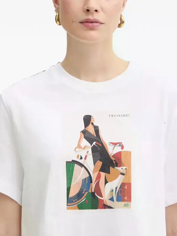 TRUSSARDI Graphic-print Side-slit T-shirt